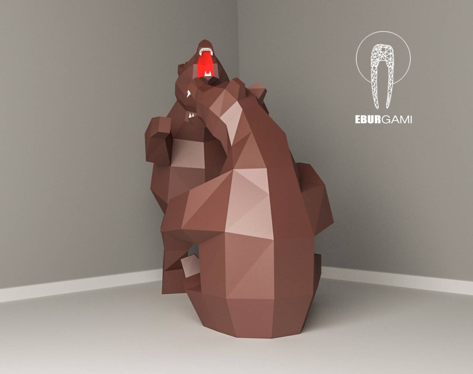 Bear Papercraft Low Poly XXL Bear Model Create Your Own 3D | Etsy