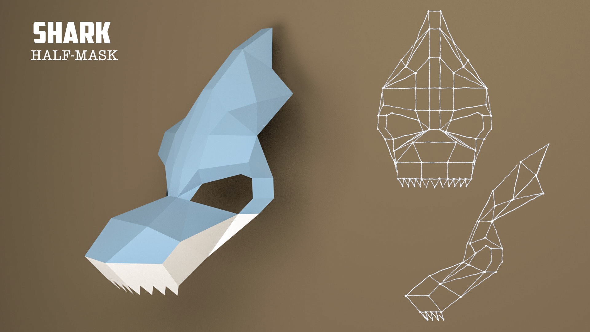 DIY Shark Mask Papercraft, Shark Mask Model, Shark 3D, Animal Mask ...