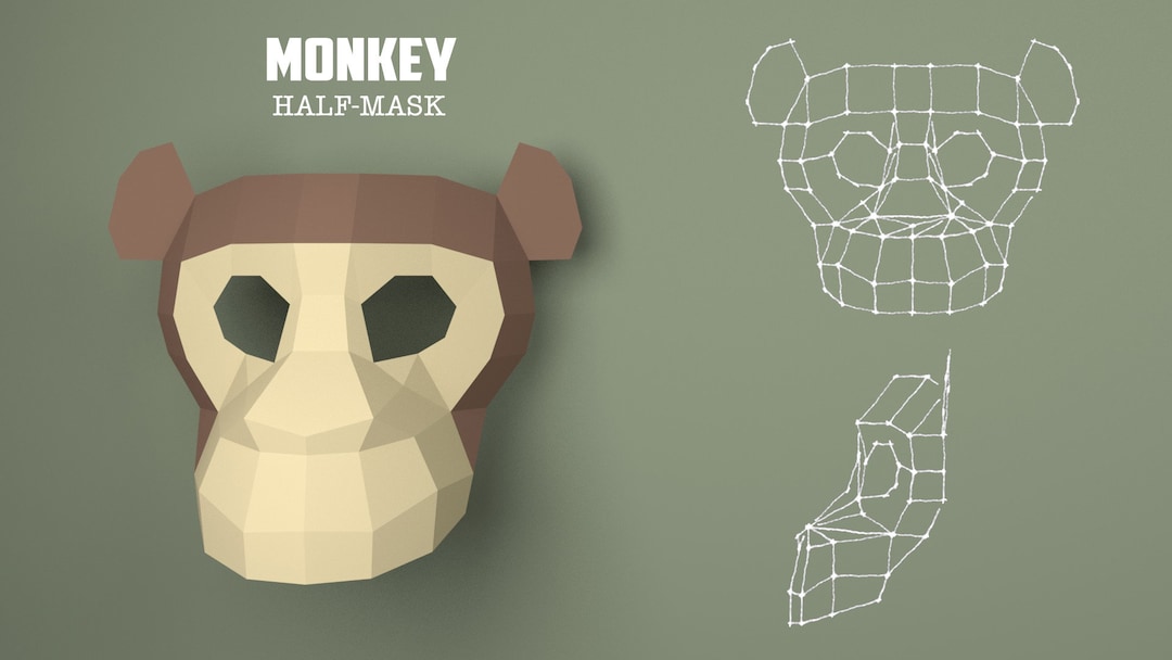 DIY Monkey Mask, Papercraft Monkey, Mask Model, Monkey 3D, Chimpanzee ...