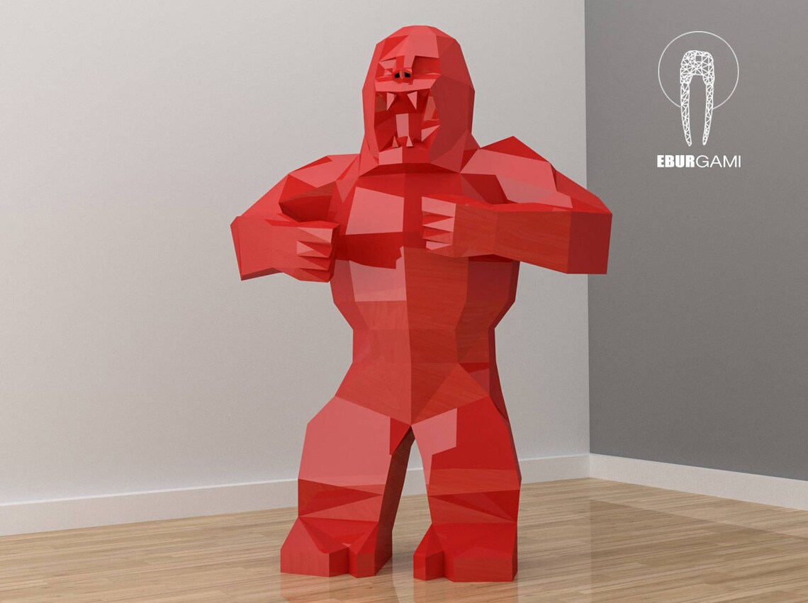 Low Poly Gorilla Papercraft Create Your Own 3DDIY Gorilla | Etsy