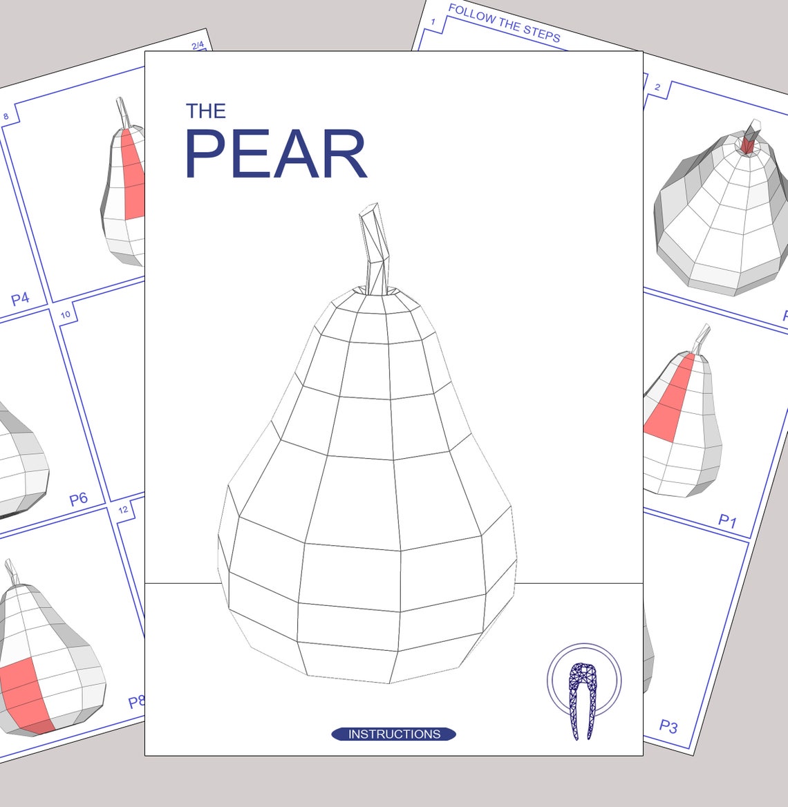 Pear Papercraft XXL Fruit 3D Fruit Paper Craft Low Poly | Etsy