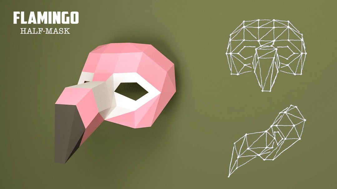 DIY Flamingo Mask Papercraft, Flamingo Mask Model, Flamingo 3D, Animal ...