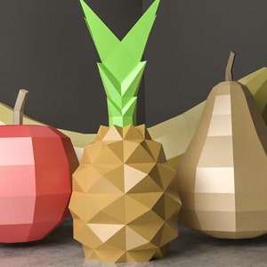 Pineapple Papercraft, XXL Fruit 3D, Fruit Paper Craft, Low Poly Apple ...