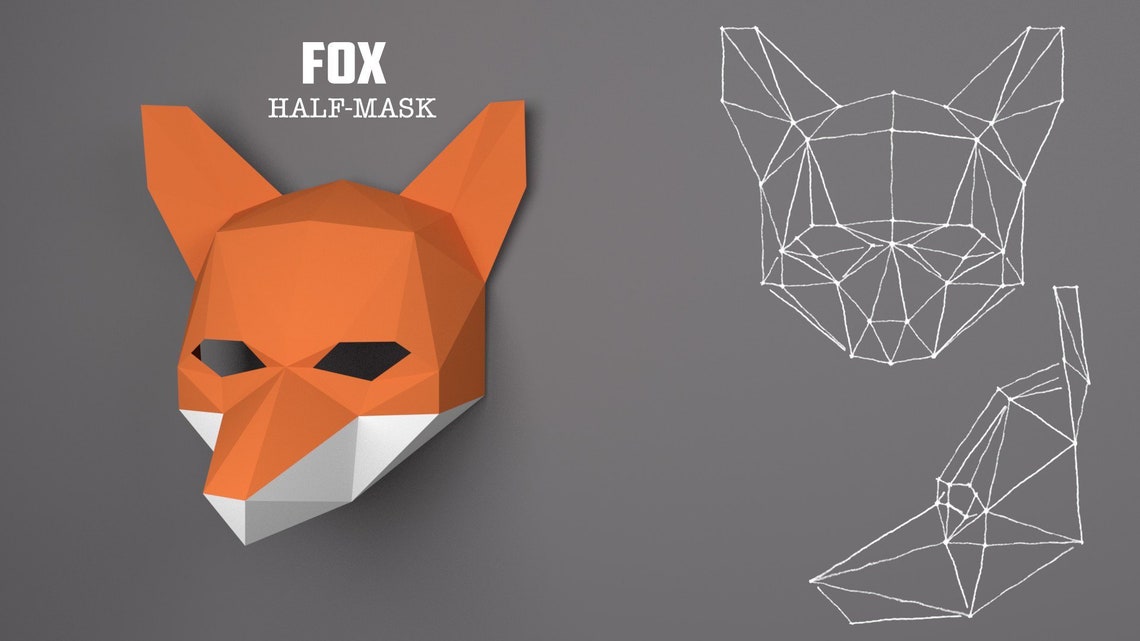 DIY Fox Mask Papercraft Fox Mask Model Instant Download - Etsy