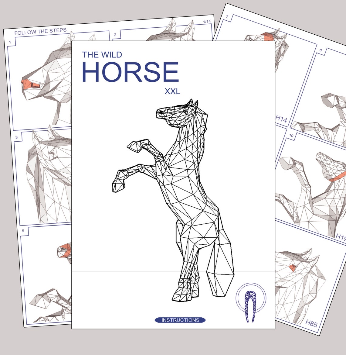 Low Poly Horse Model XXL Papercraft Horse Origami Horse - Etsy