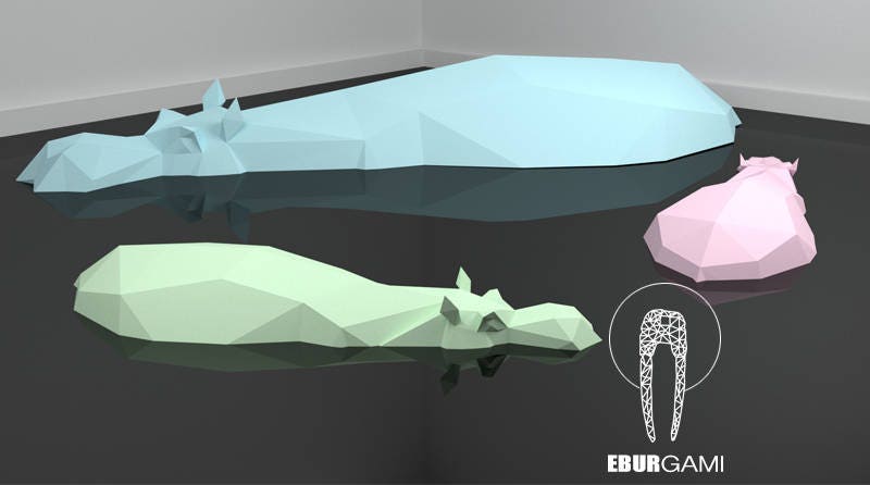 PDF Download 3D model papercraft Hippo Papercraft Papercraft pattern ...