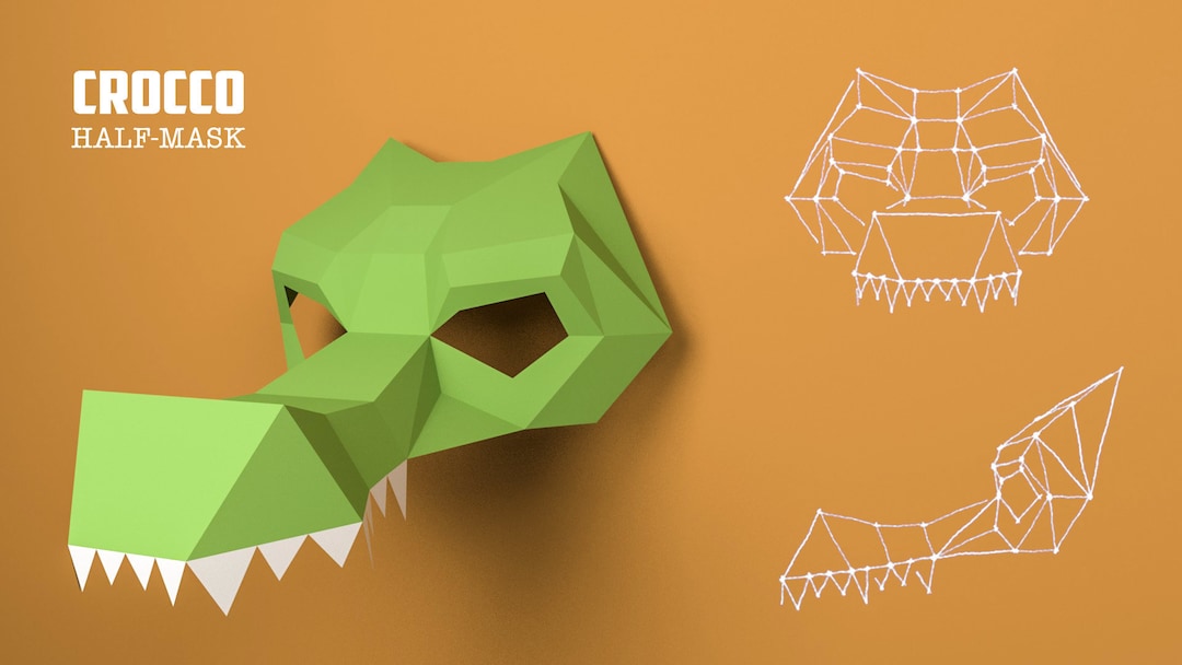 DIY Crocco Mask Papercraft, Crocodile Mask Model, Crocco 3D, Animal ...