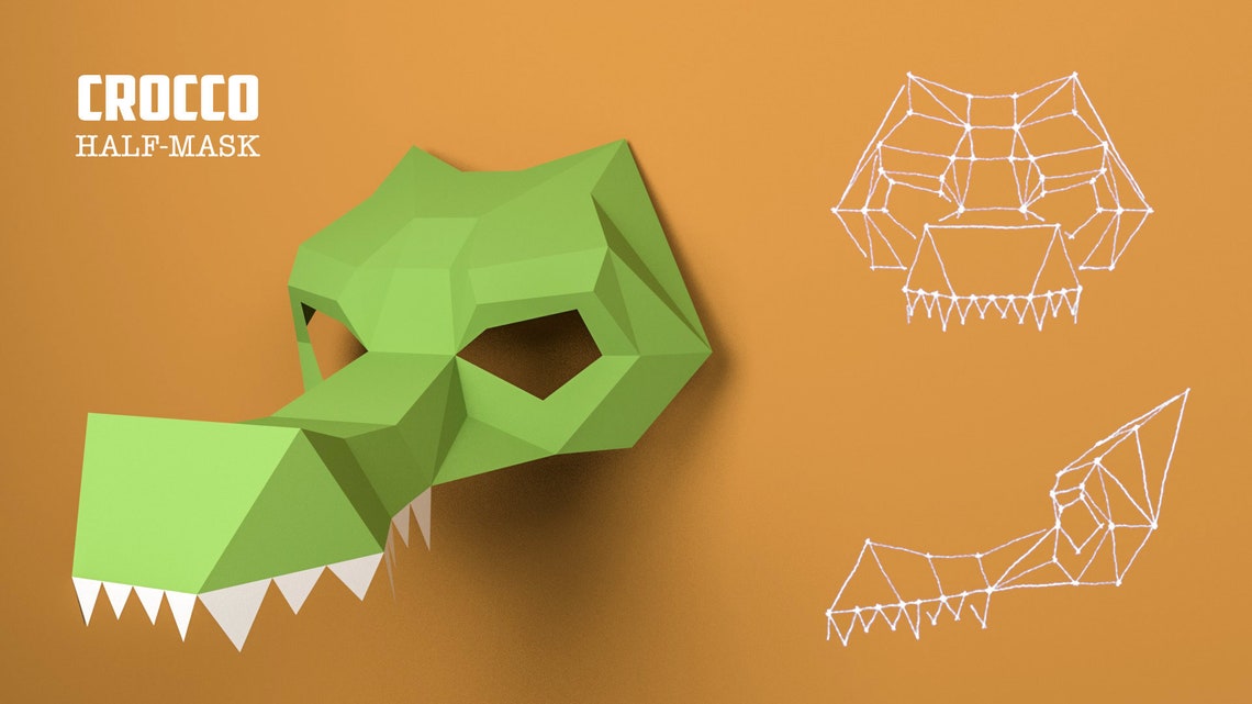 DIY Crocco Mask Papercraft Crocodile Mask Model Crocco 3D | Etsy