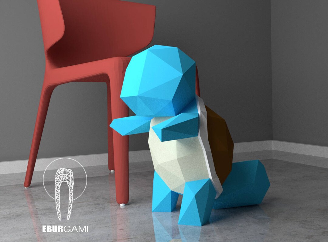 Paper Craft DIY Squirtle - Pokemon - Paper Model Art, Low Poly DIY, DIY ...