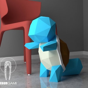 Paper Craft DIY Squirtle - Pokemon - Paper Model Art, Low Poly DIY, DIY ...