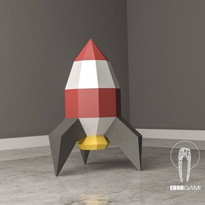 Rocket Papercraft 3D, Paper Craft Rocket, Rocket Ship, Low Poly Rocket ...