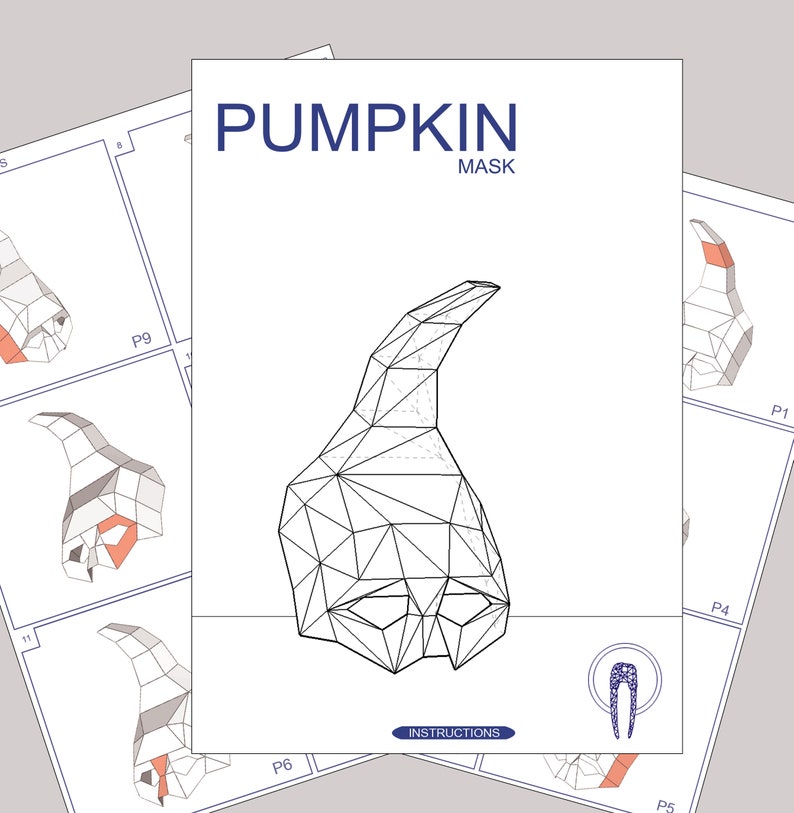 Pumpkin Mask Papercraft Make Your Own Halloween Mask - Etsy