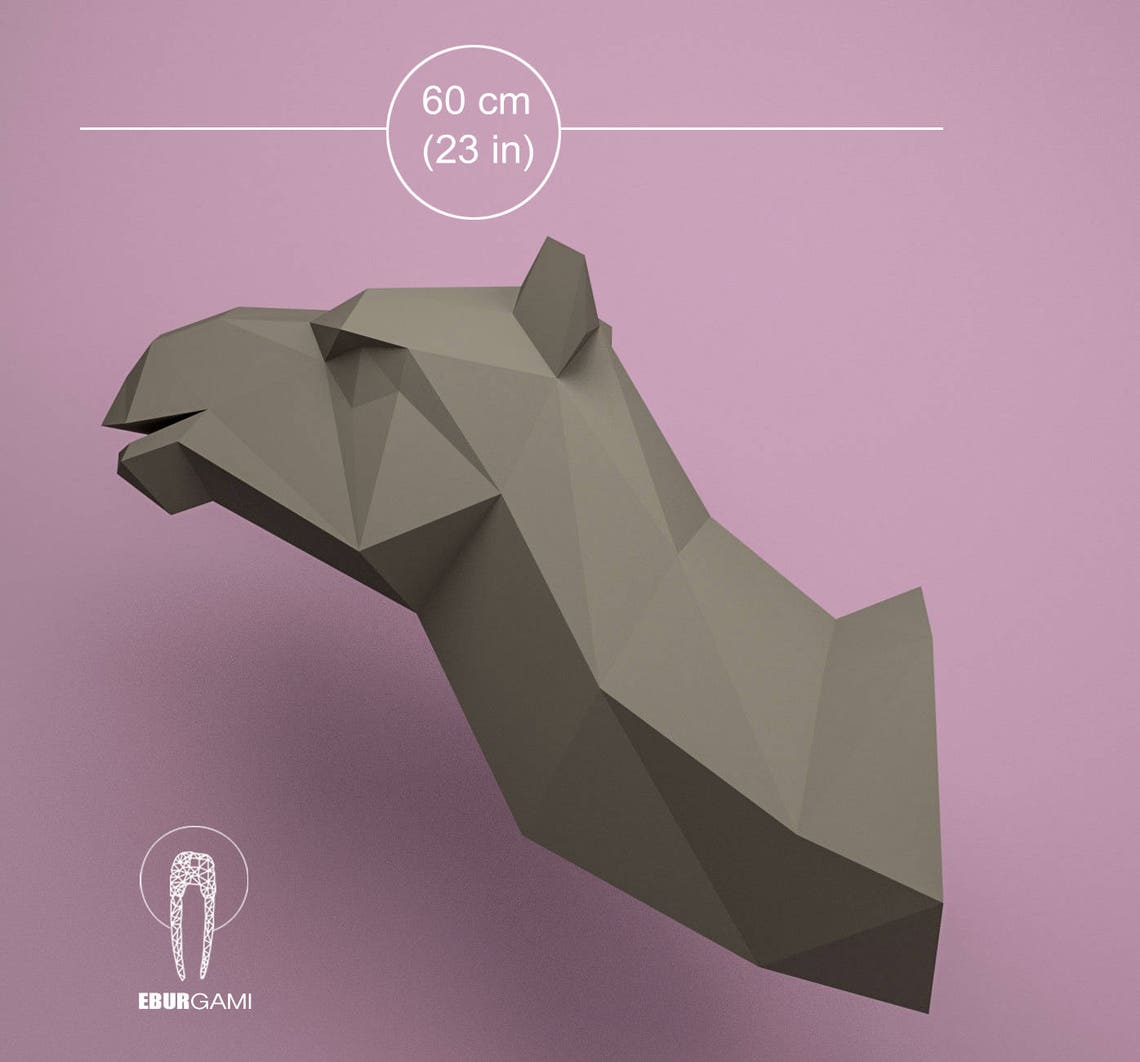 Camel Trophy Head Camel Papercraft Animal 3D Head Instant | Etsy