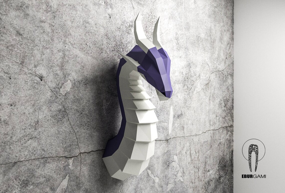 Paper Craft Dragon Head Papercraft Trophy Dragon Mask DIY 3D - Etsy España