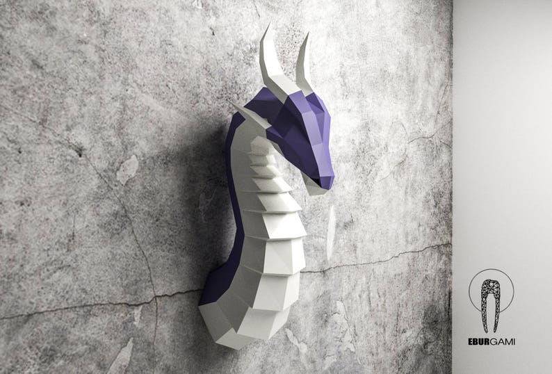 Paper Craft Dragon Head Papercraft Trophy Dragon Mask DIY 3D | Etsy