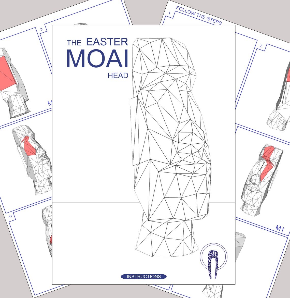Moai Head 3D PDF Download Moai Head Papercraft Pattern - Etsy
