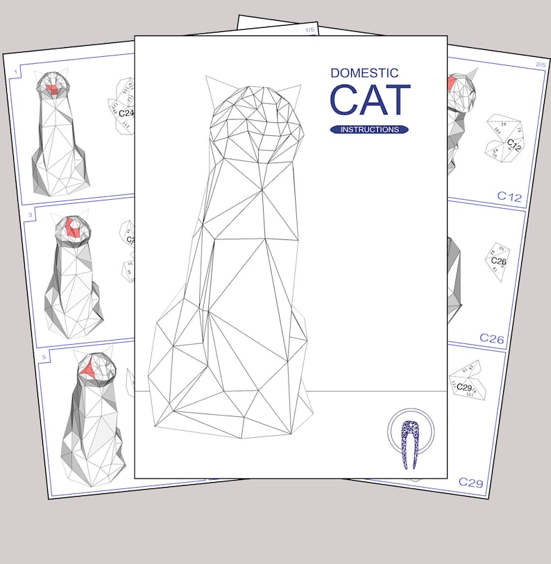 Cat Papercraft Cat Model Cat Low Poly Cat Kit Papercraft - Etsy