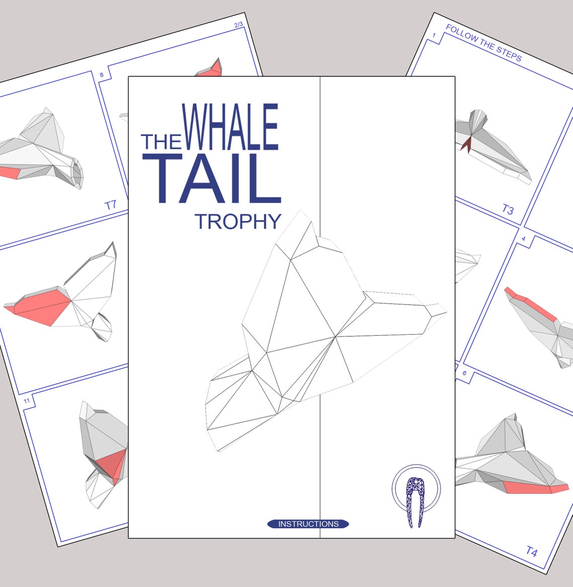Papercraft Tail Whale, Printable DIY Template 3D, Digital Download ...