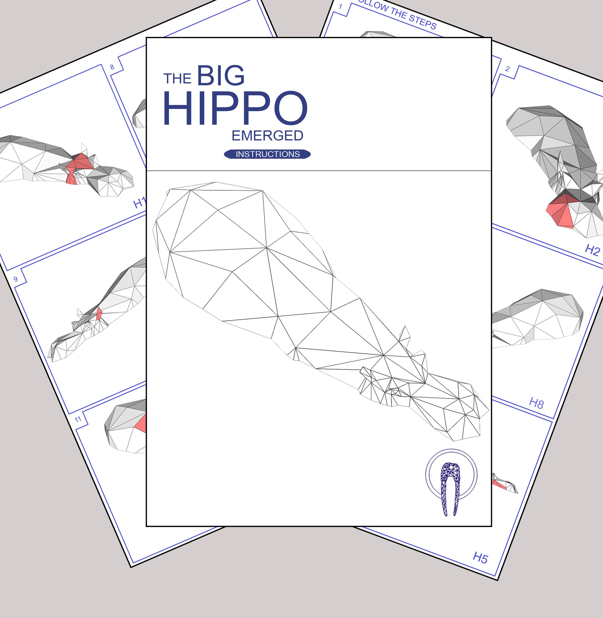 Hippo 3D PDF Download Papercraft Pattern 3D Model - Etsy