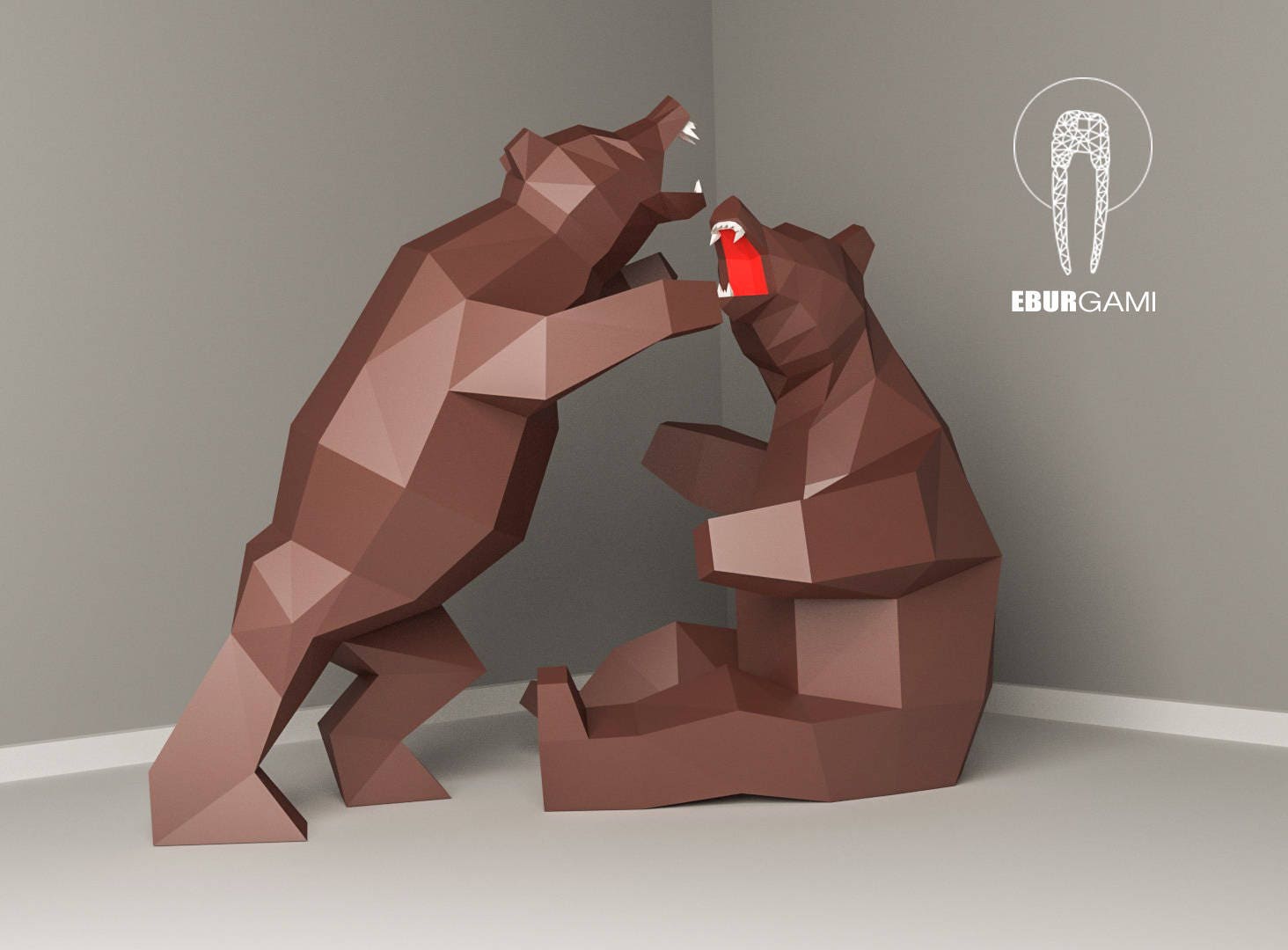 Bear Papercraft Low Poly XXL Bear Model Create Your Own 3D - Etsy