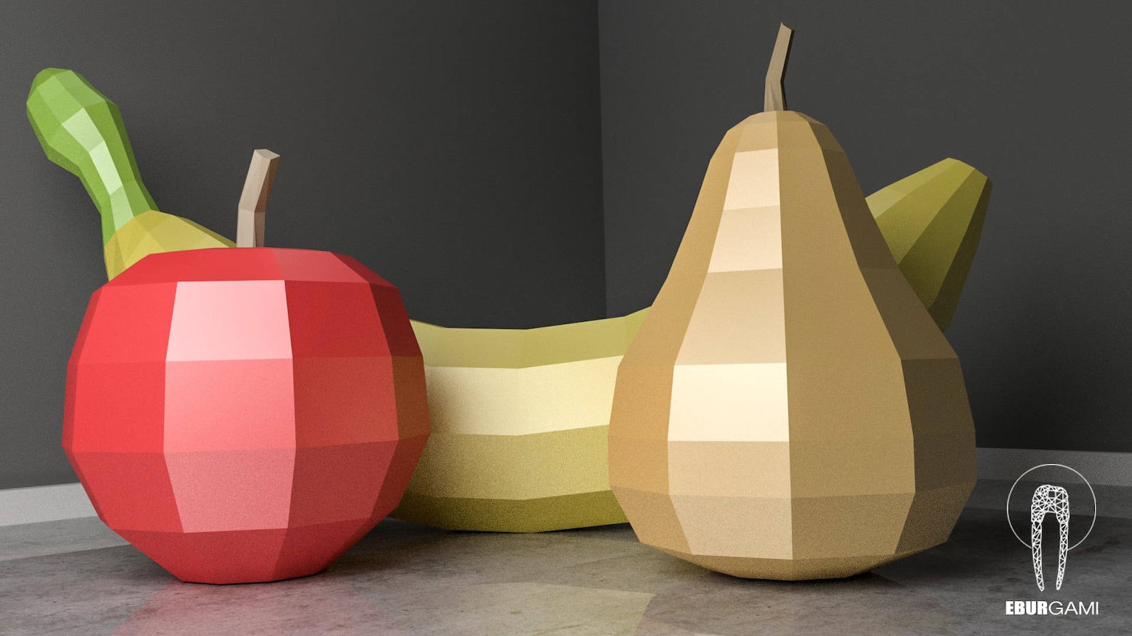 Banana Papercraft, XXL Fruit 3D, Fruit Paper Craft, Low Poly Banana 3D ...