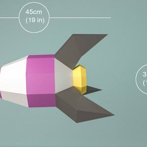Rocket Papercraft 3D, Paper Craft Rocket, Rocket Ship, Low Poly Rocket ...