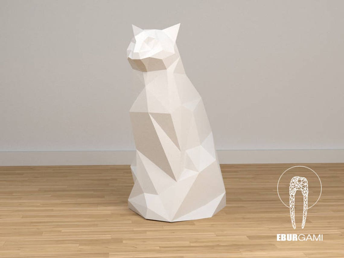Cat Papercraft, Cat Model , Cat Low Poly, Cat Kit, Papercraft Kit, Low ...