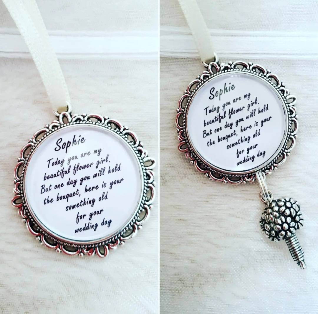 Flower Girl Gift, Bridesmaid Gift Poem Charm, Something Old, Wedding ...