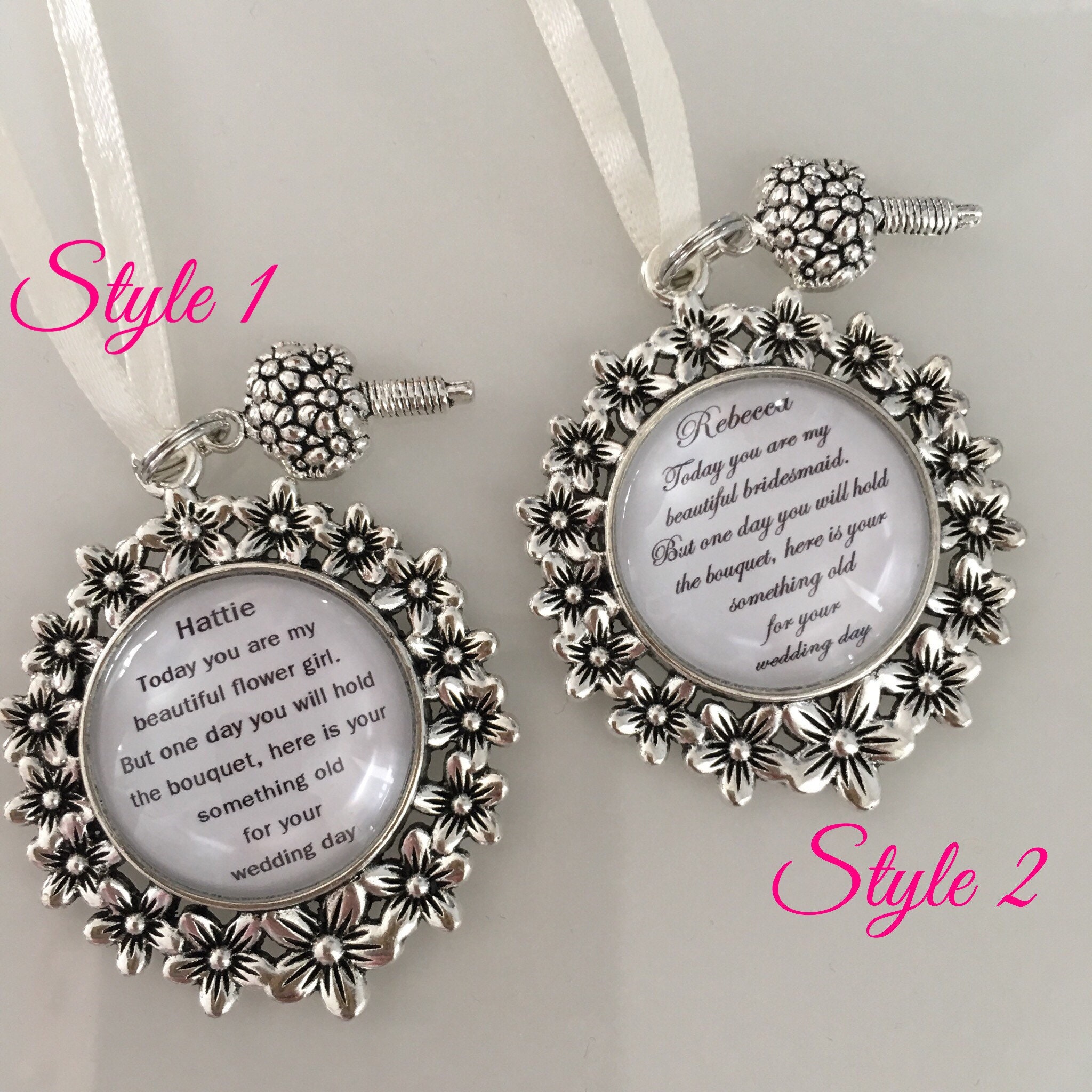 Wedding Personalised Bouquet Poem Charm Bridesmaid Flower - Etsy UK