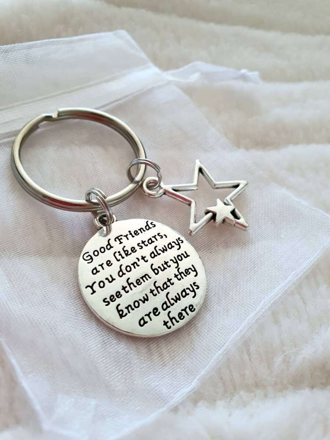 Best Friends Keyring, Good Friends Are Like Stars, Friendship Keyring ...