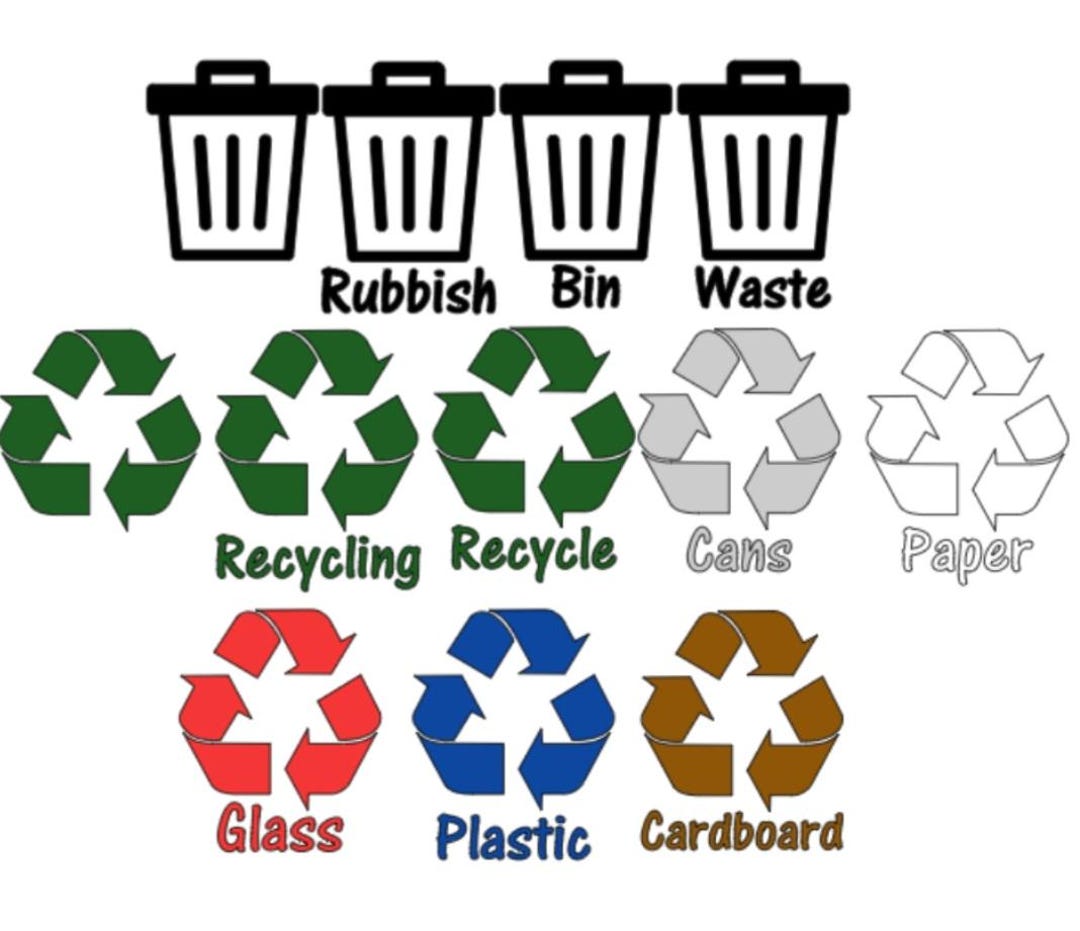 Bin Labels for Rubbish & Recycling, Kitchen Waste, Bin Vinyl Decal ...
