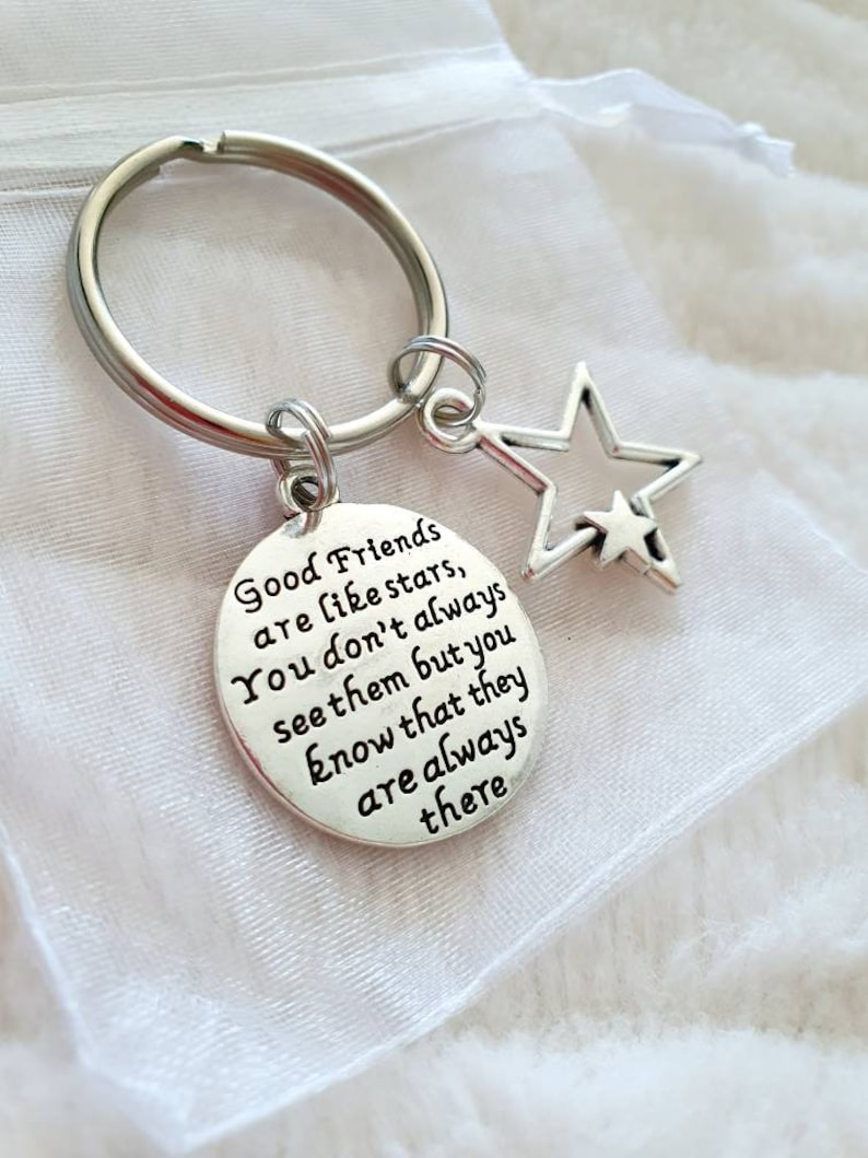 Best Friends Keyring, Good Friends Are Like Stars, Friendship Keyring ...