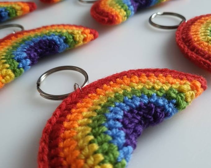 Rainbow Keyring, Handmade Crochet Rainbow Gift Keyring, Gay Pride ...
