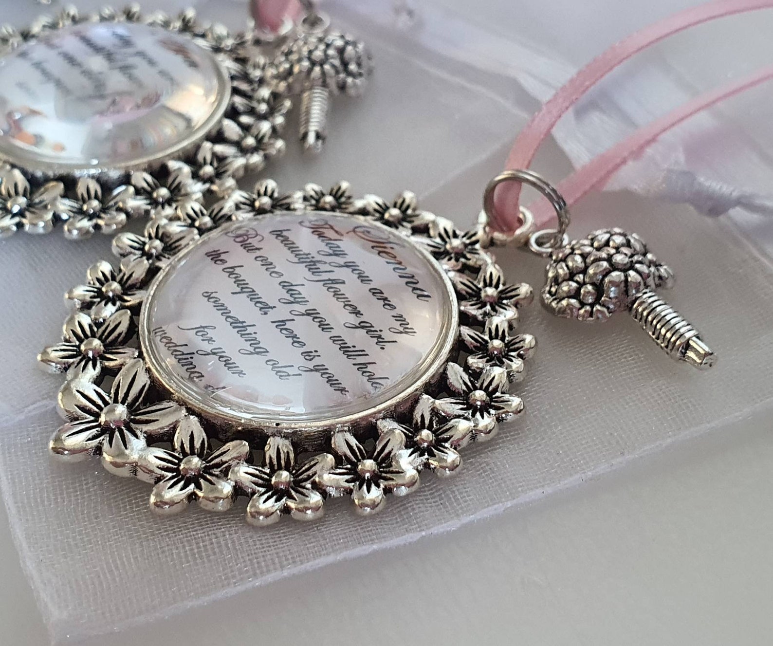 Wedding Personalised Bouquet Poem Charm Bridesmaid Flower - Etsy UK