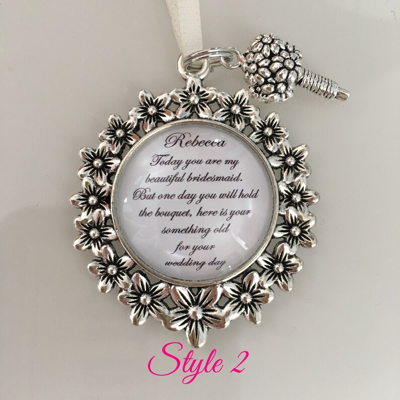 Wedding personalised bouquet poem charm bridesmaid flower | Etsy