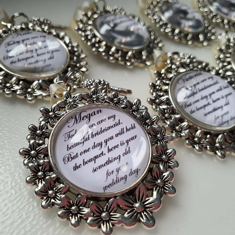 Wedding personalised bouquet poem charm bridesmaid flower | Etsy