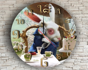 White rabbit clock | Etsy
