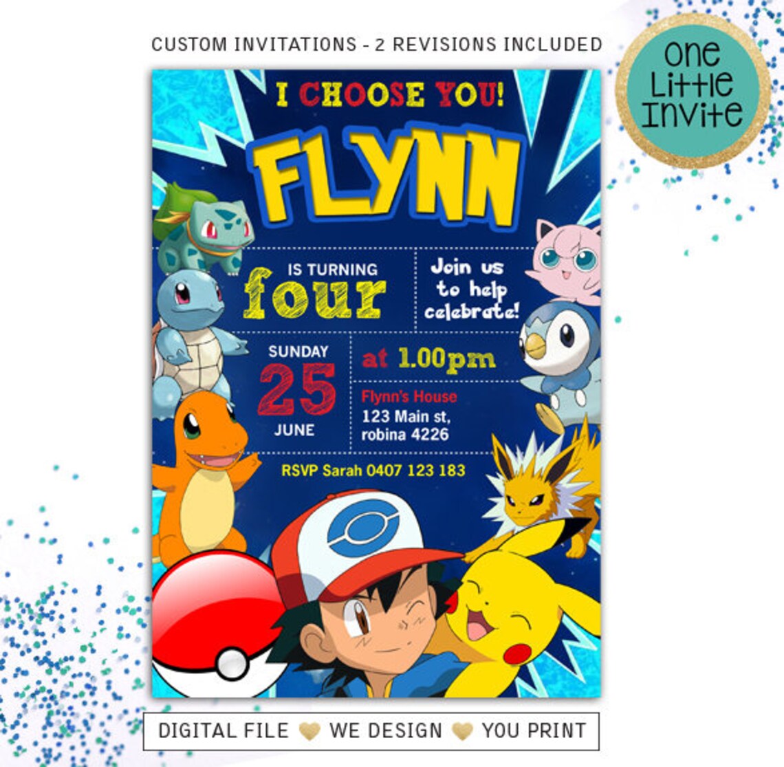 Pokemon Birthday Invitation Pokemon Birthday Pokemon Etsy Australia
