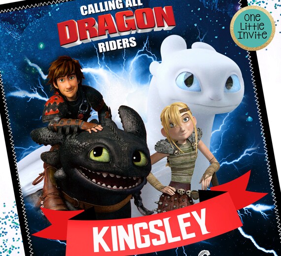 Httyd birthday decor How to train your dragon invite Toothless Light ...