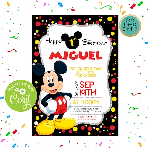 Mickey Mouse Invitation Mickey Invitation Mickey Mouse - Etsy