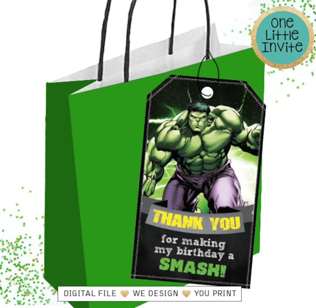 Hulk Thank You Card // Hulk Favor Tags // Hulk Printables // Hulk Party ...