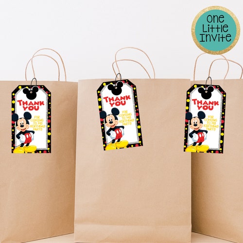 Mickey Mouse Party Favor Tags DIY / Thank You Tags/ Stickers/ - Etsy
