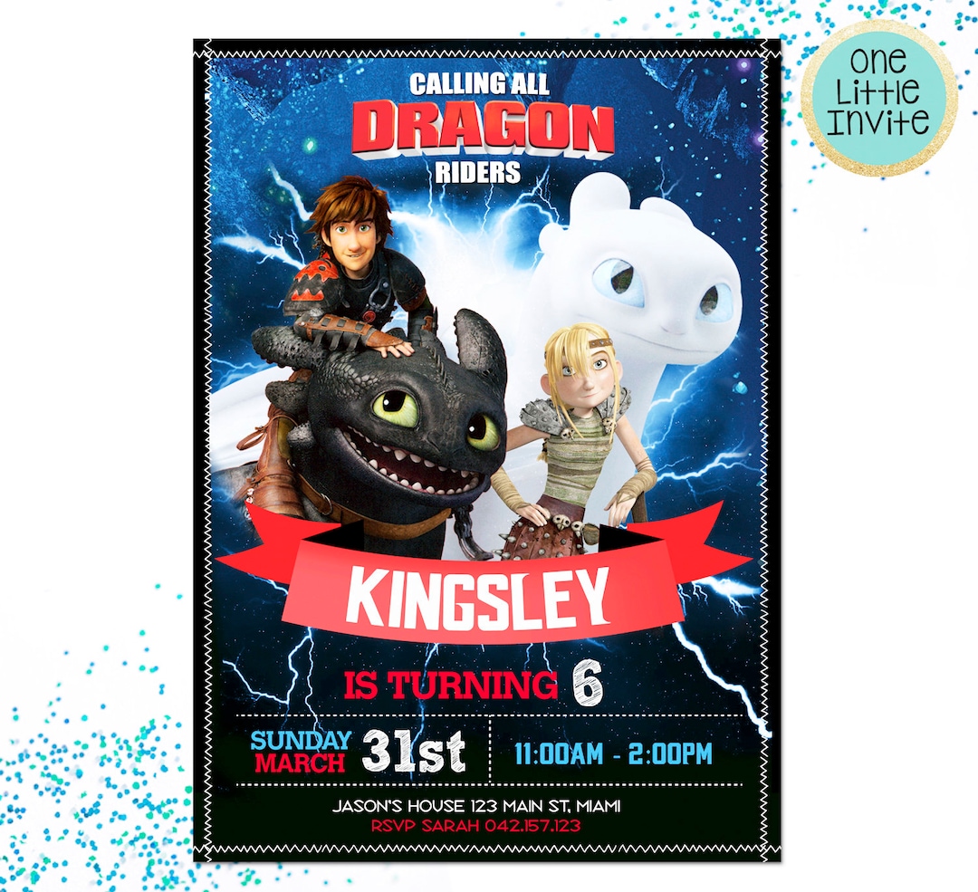 How to Train Your Dragon Invitation, Toothless Dragon Birthday Party ...