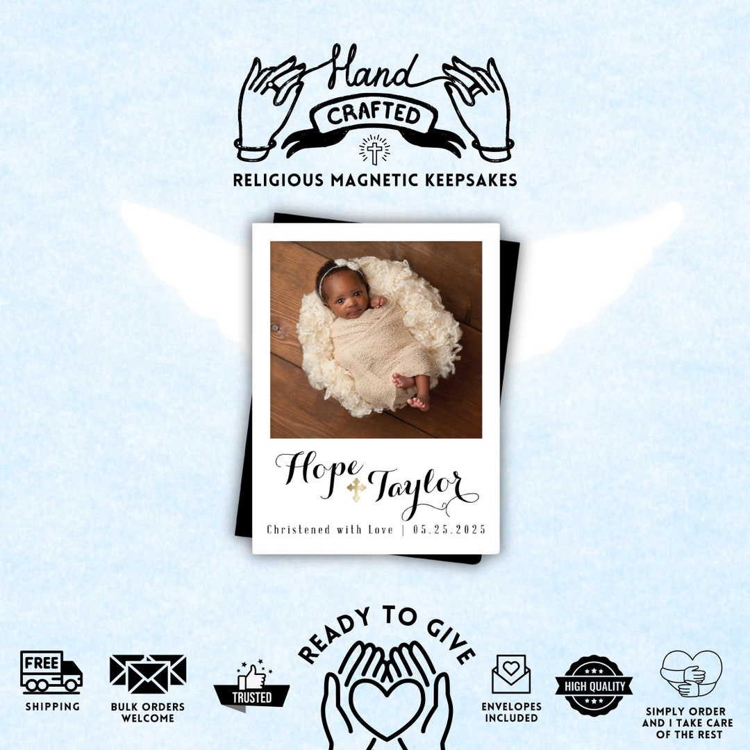 Personalized Christening Photo Magnets & Favors – Thoughtful Keepsakes ...
