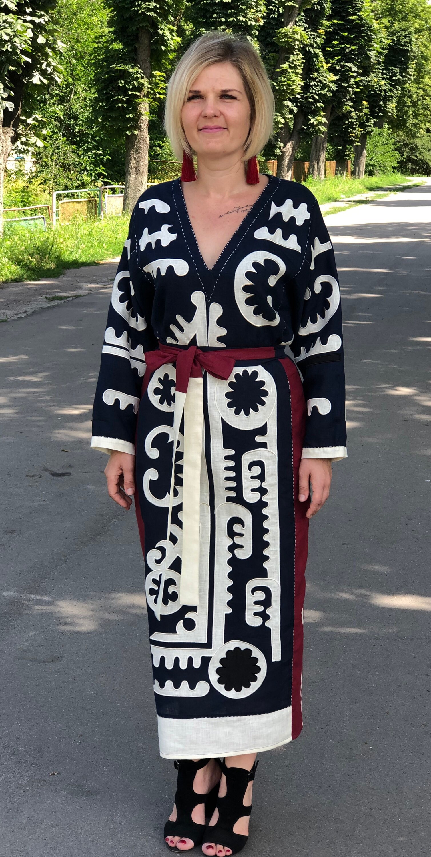 Ukrainian Embroidered Dress With Applique Plus Size Boho - Etsy