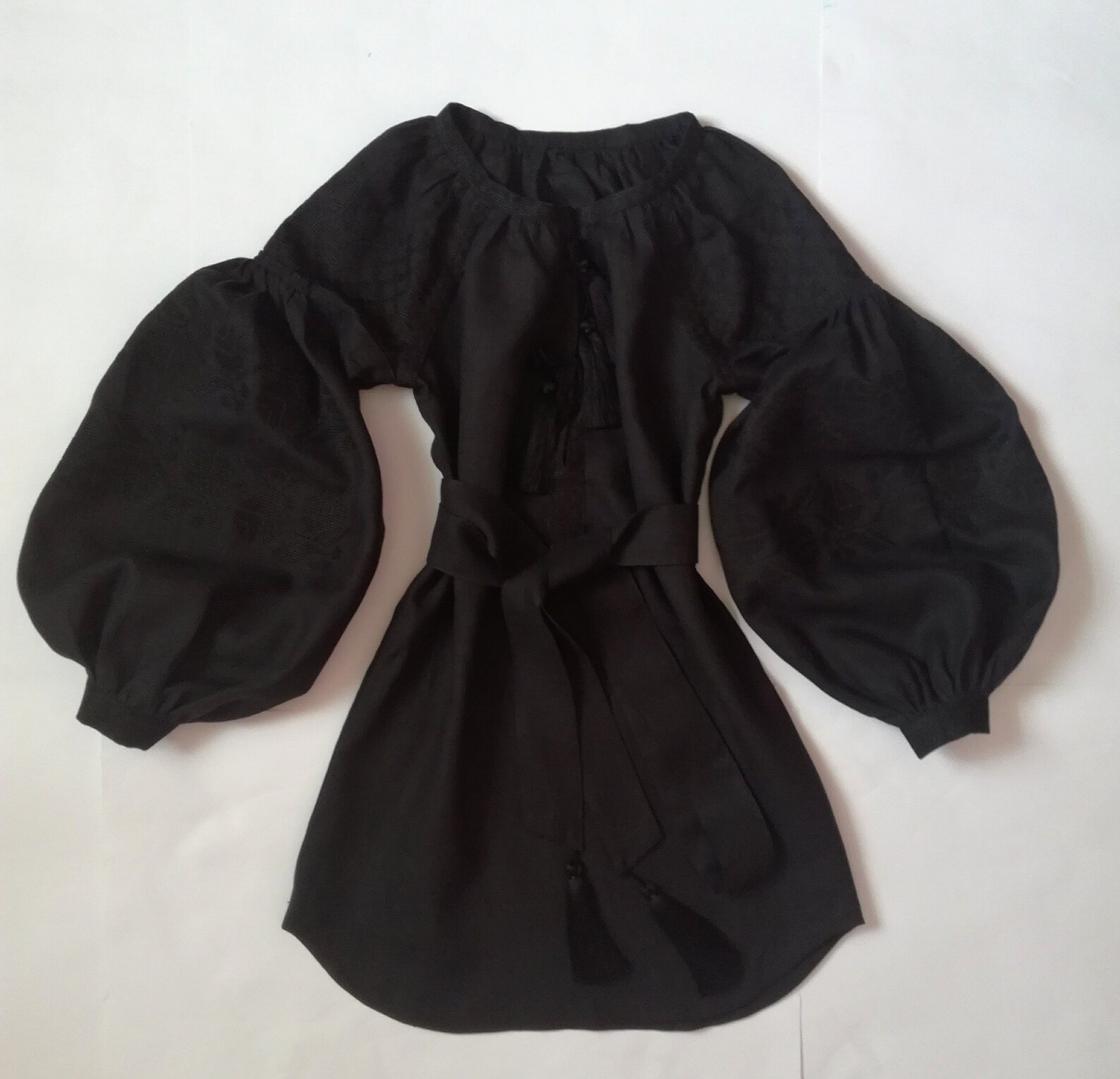 BLACK Embroidery / Boho Style Ukrainian Embroidered Folk Women's Blouse ...