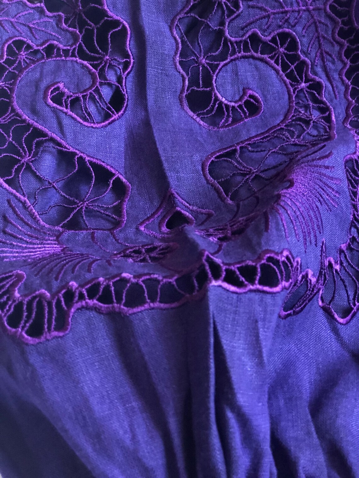 New! Violet Lux Linen Embroidered Dress "richelieu" Ukrainian ...