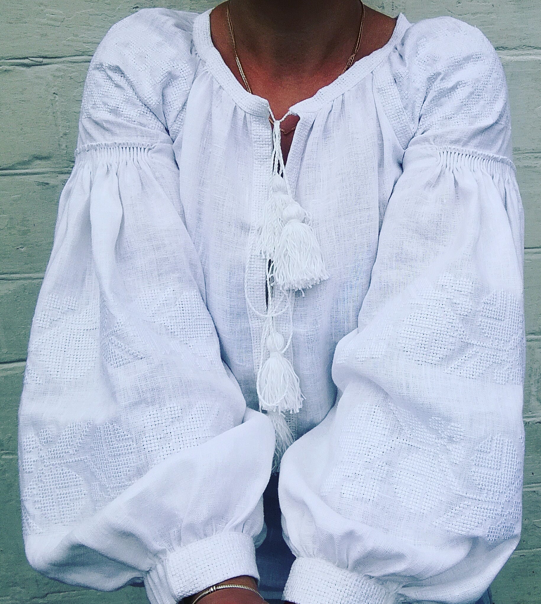 WHITE EMBROIDERY / Boho Style Ukrainian Embroidered Folk Women's Blouse ...