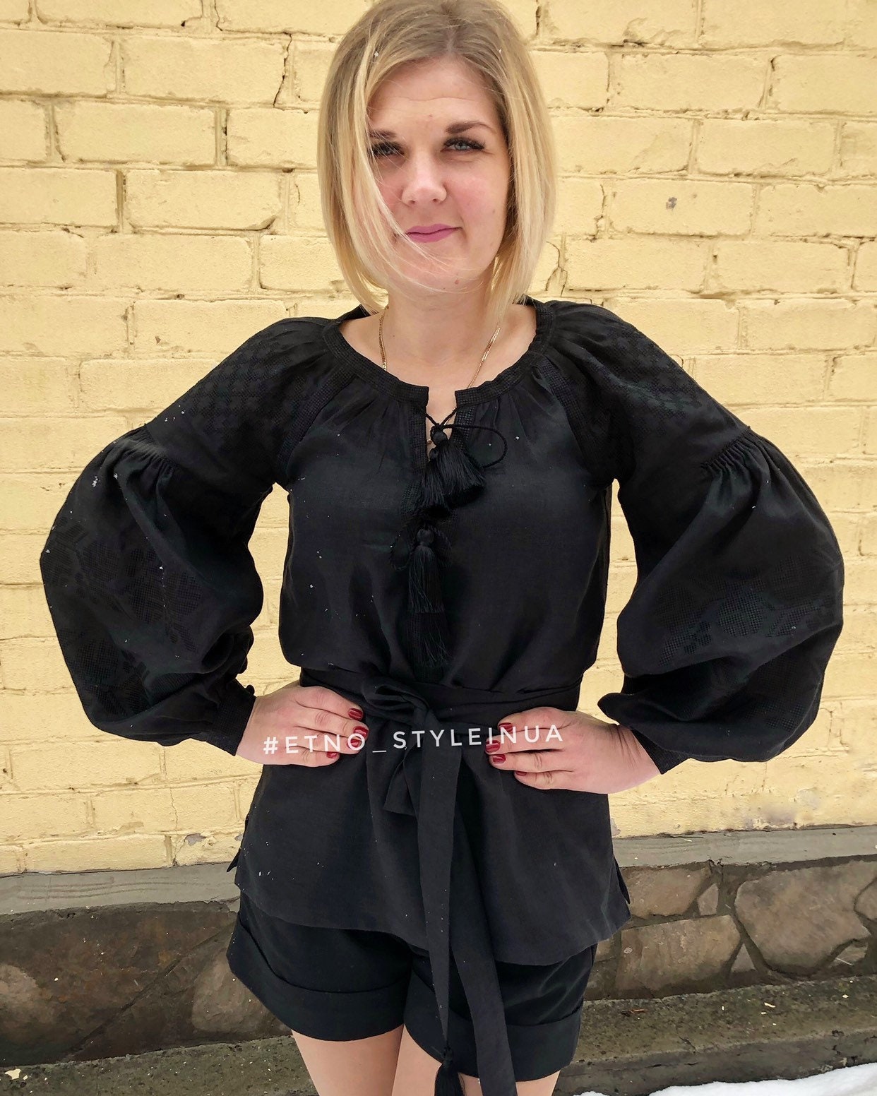 BLACK Embroidery / Boho Style Ukrainian Embroidered Folk | Etsy