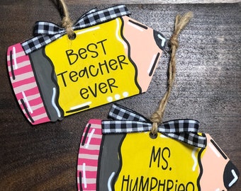 Teacher Ornament Pencil Ornament Teacher Gift Tag Teacher Gift ...